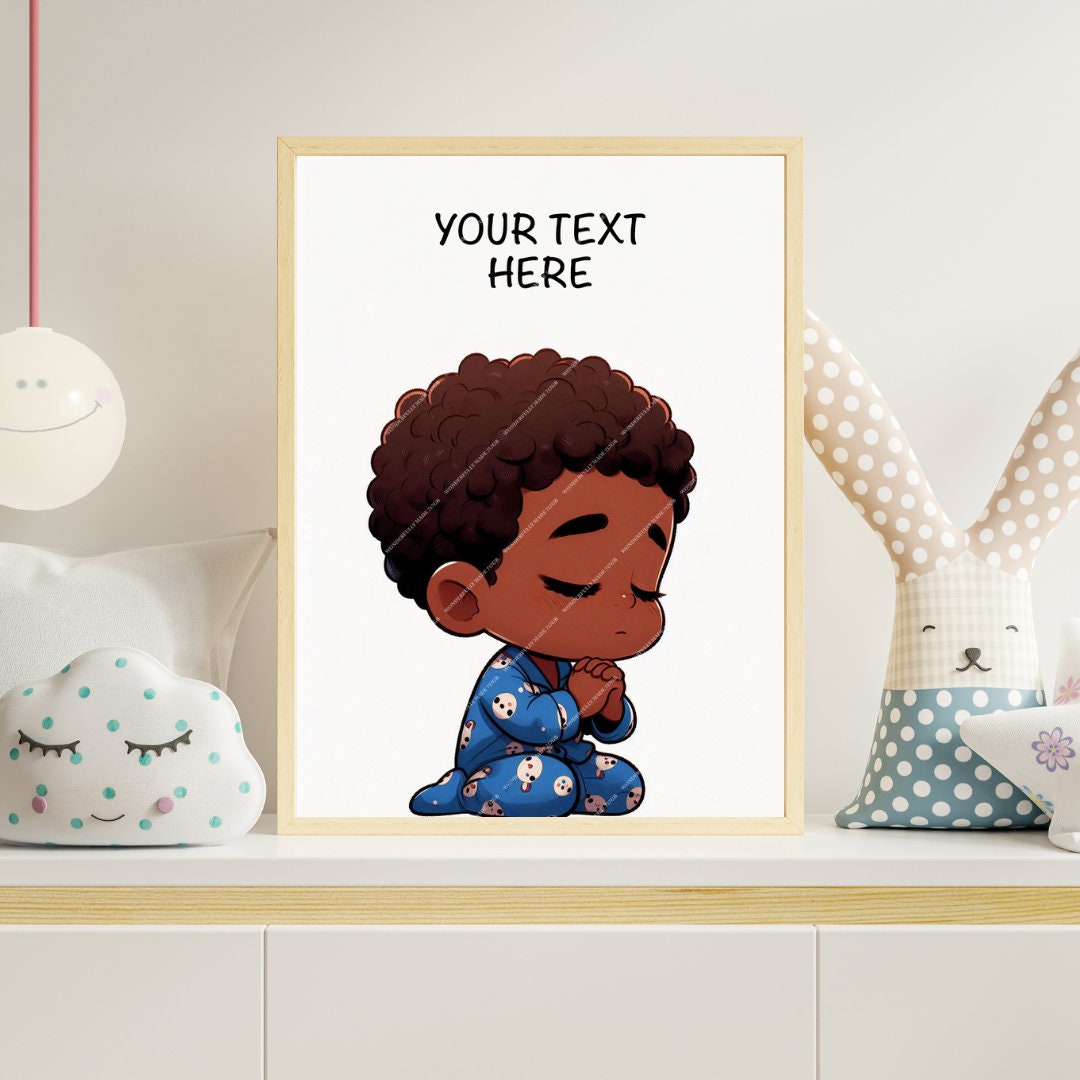 Personalised Prayer Art Black Boy Wall Art Nursery Décor A5, A4, A3 - Etsy