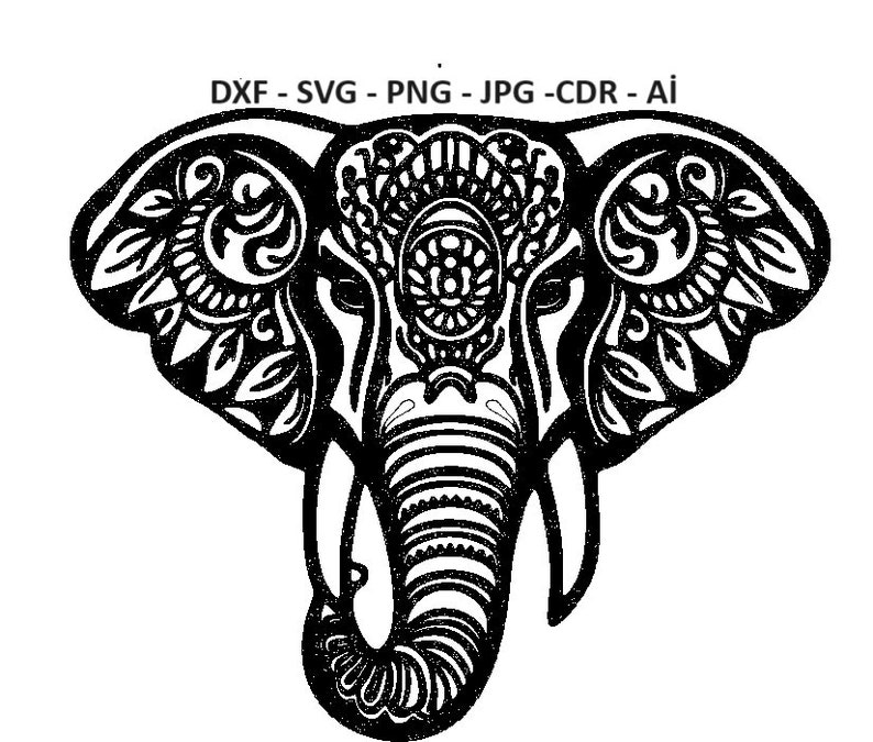 Elephant Svg jpg Ai Dxf Cdr Png Laser Cut Cnc Cut Pattern Elephant Wall ...