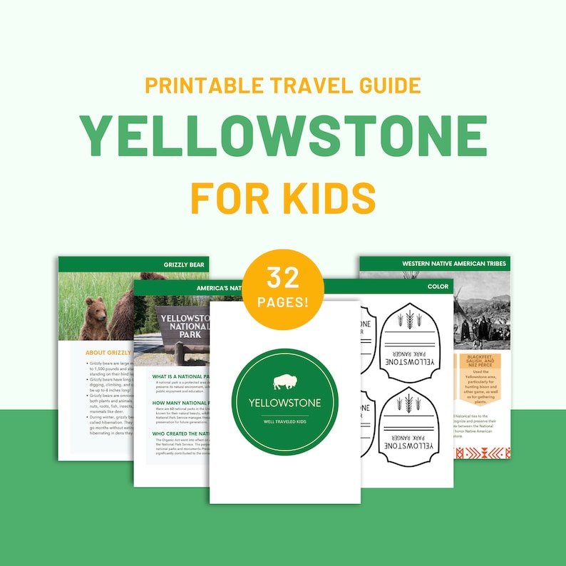 Yellowstone Travel Guide for Kids Printable Travel Guide for ...
