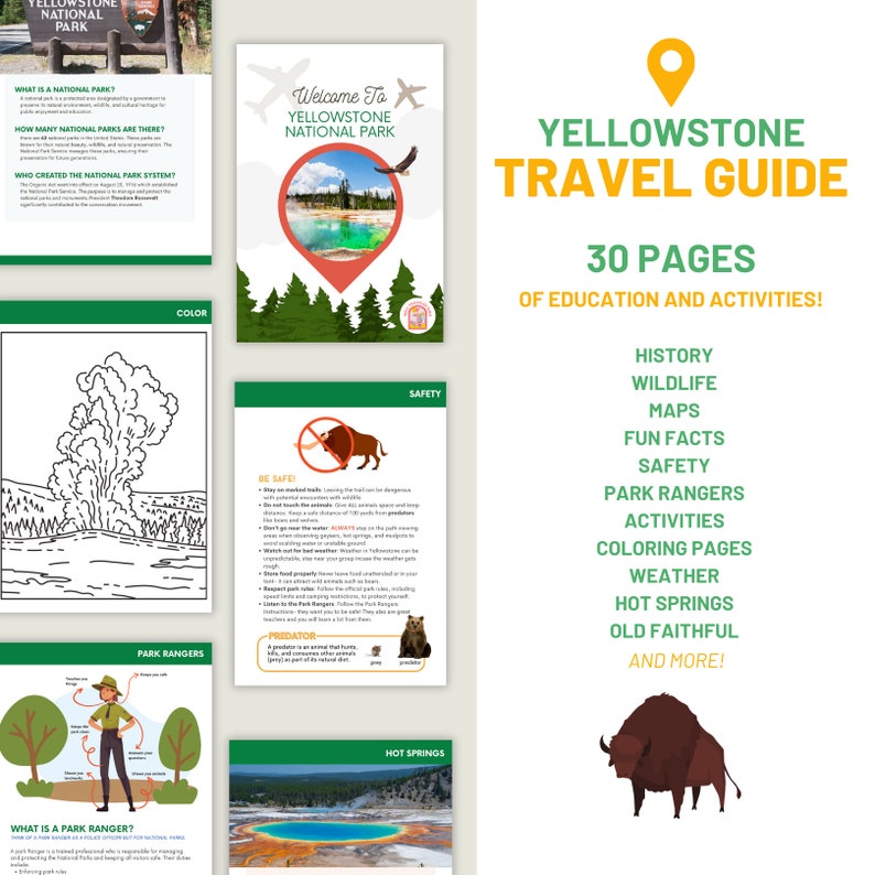 Yellowstone Travel Guide for Kids Printable Travel Guide for ...