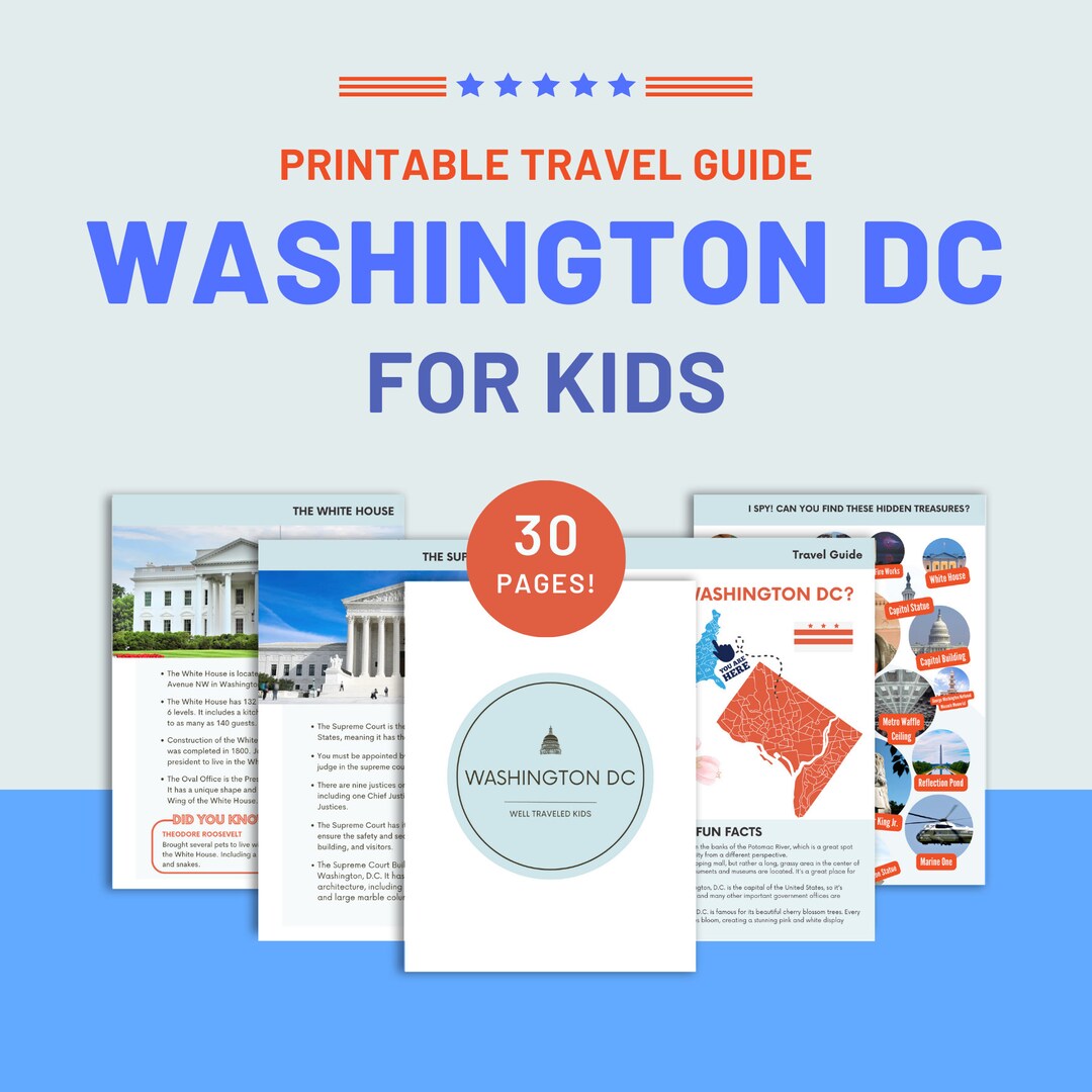 Washington DC Travel Guide for Kids Printable - Etsy