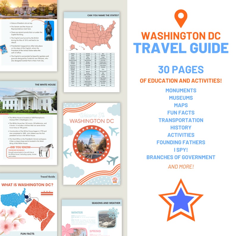 Washington DC Travel Guide for Kids Printable - Etsy