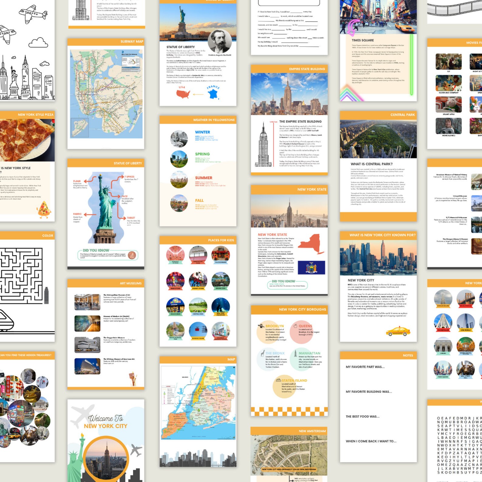 New York City Printable Travel Guide for Kids - Etsy