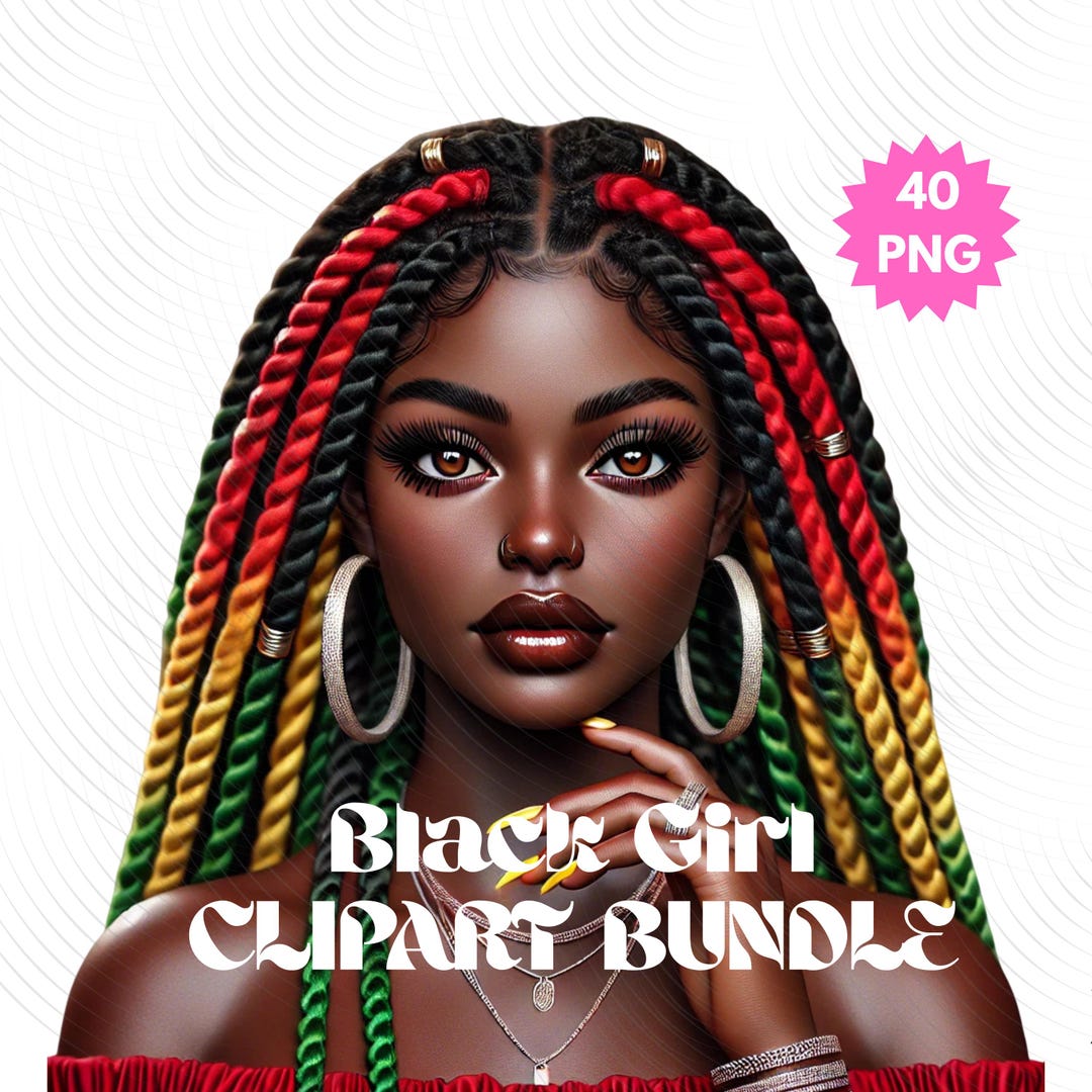 40 Black Girl Clipart Bundle PNG | African American Clipart | Melanin ...