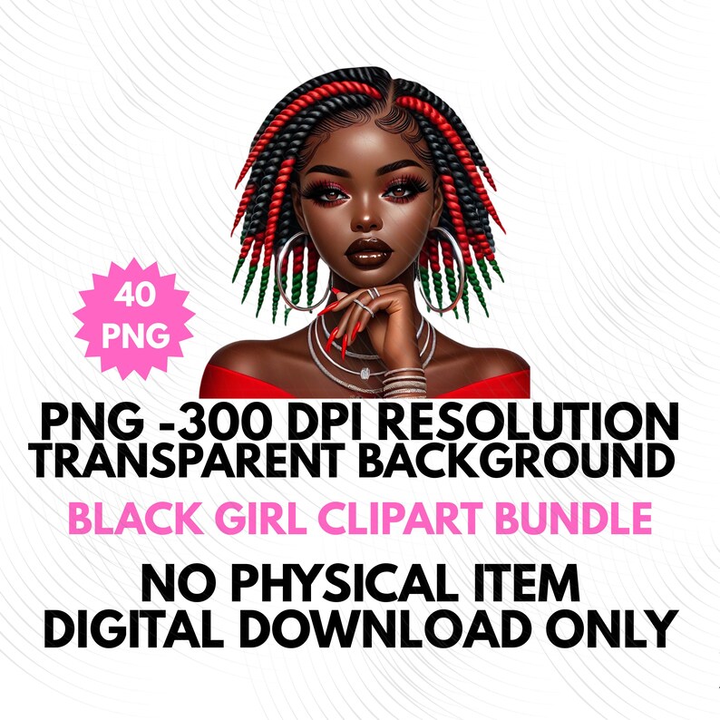40 Black Girl Clipart Bundle PNG | African American Clipart | Melanin ...
