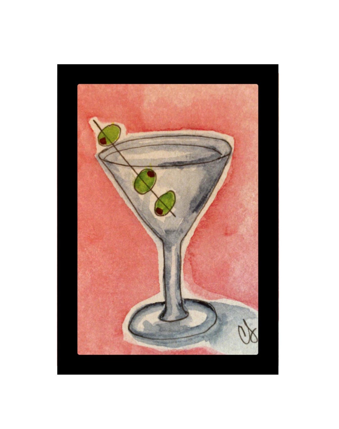 Martini Framed Watercolornprint 3x4”, by Cathy Stratton - Etsy