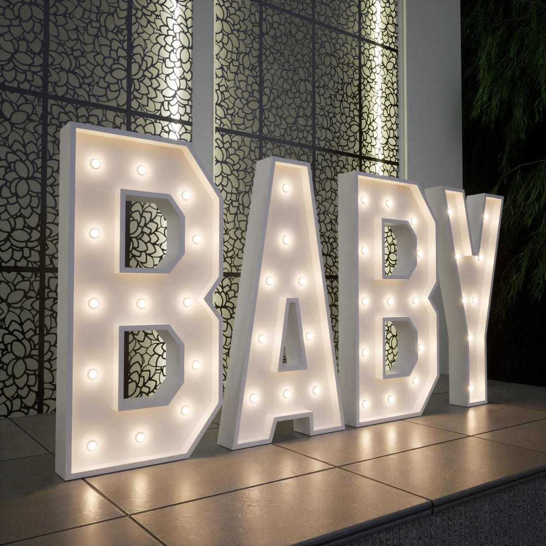 Custom Baby Marquee Letters - 2ft/3ft/4ft LED Nursery Sign, Battery ...