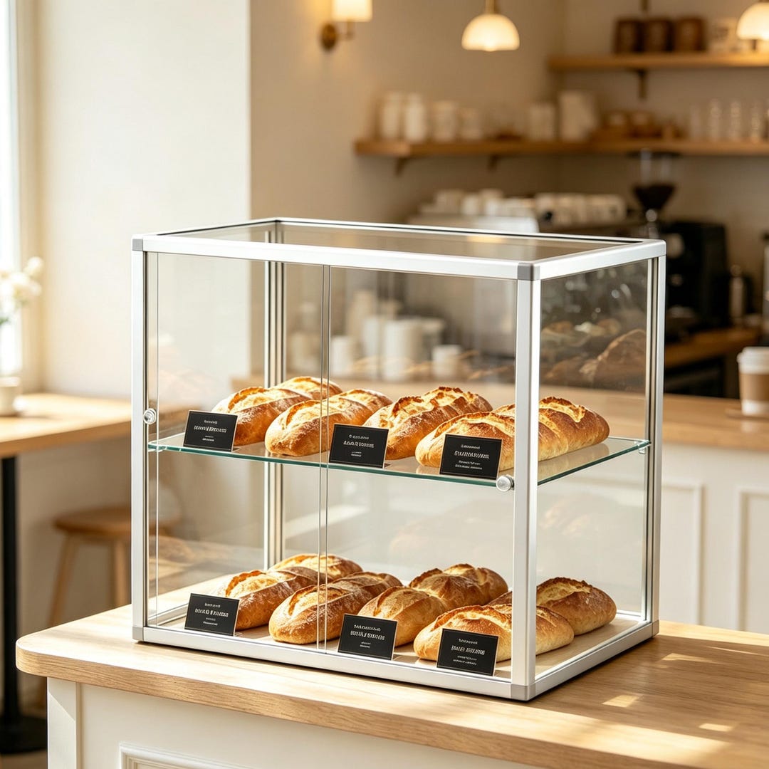 Countertop Acrylic Bakery Display Case With Metal Stand, Pastry & Bread ...