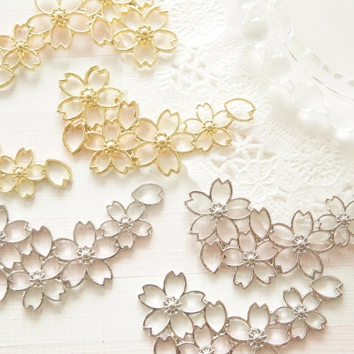 2-5 Pcs Open Back Bezel Charms/ Four Sakura Flowers 53mm24mm - Etsy