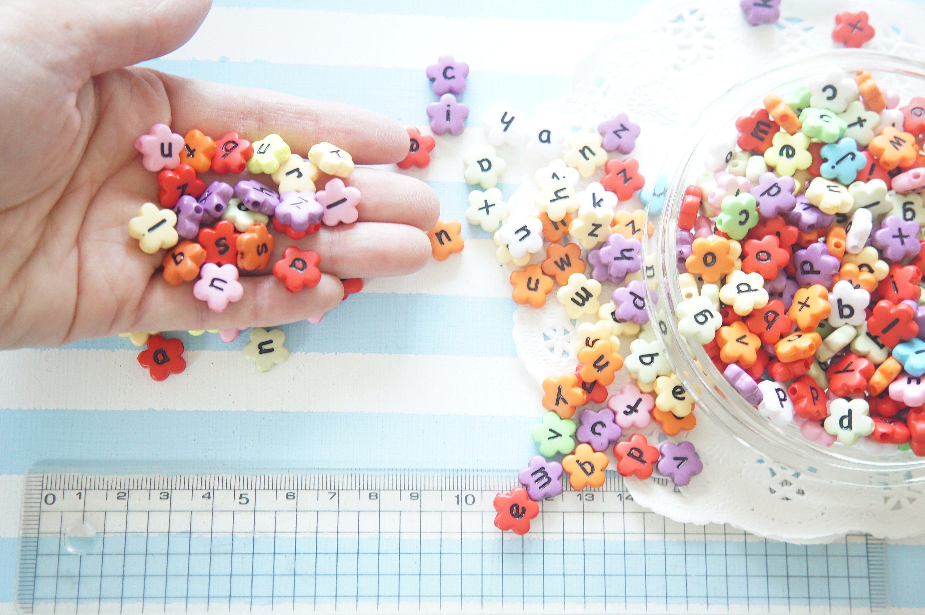 75pcs Alphabet Solid Colorful Letter Beads 11mm Flower - Etsy