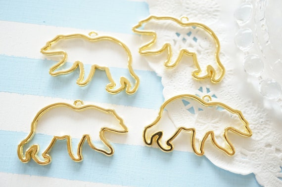 2-4 pcs Open Back Bezel Charms / Polar Bear 24mm42mm | Etsy