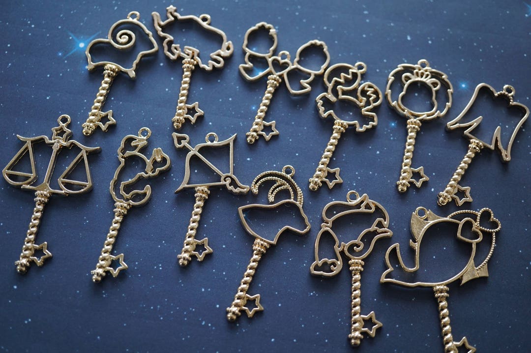 Norestock//open Back Bezel Key Charms / 12 Zodiacal Constellations Key ...