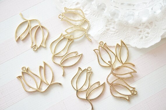 2-5 Pcs Open Back Bezel Charms/ Tulip Flower 25mm28mm AZ1089 - Etsy