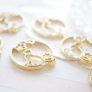 2-5 Pcs Open Back Bezel Charms/cat With Cherry Blossoms Sakura 26mm ...