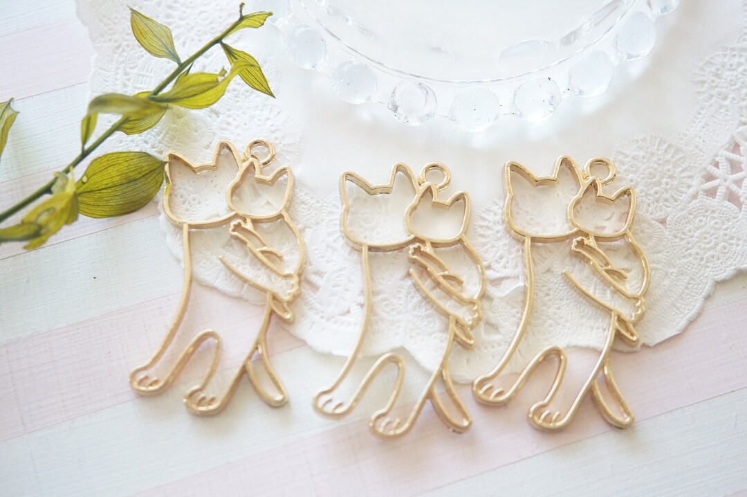 2 Pcs Open Bezel Charm/piggyback Cats (25mm49mm) AZ1318 - Etsy