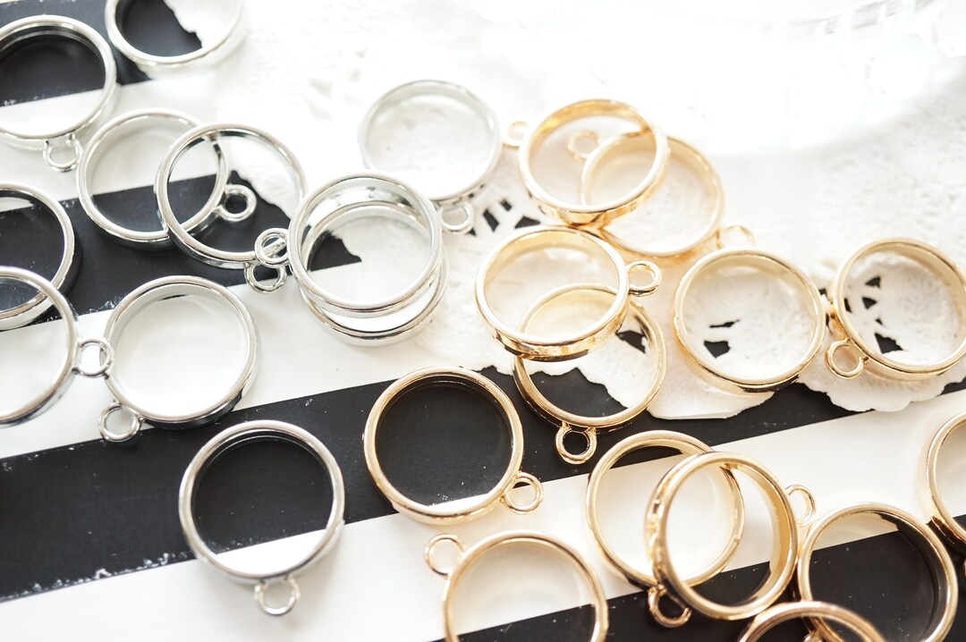 5 Pcs Open Bezel Charm / Round (18mm) Small Size/rhodium Gold AZ402 - Etsy