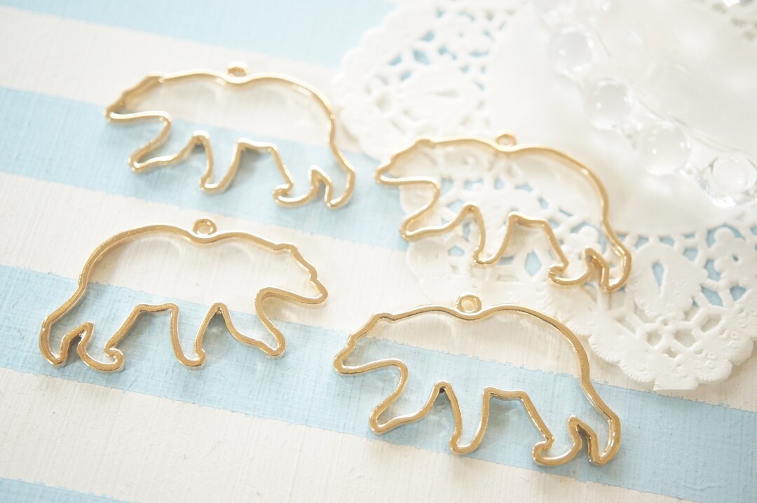 2-4 Pcs Open Back Bezel Charms / Polar Bear 24mm42mm AZ470 - Etsy