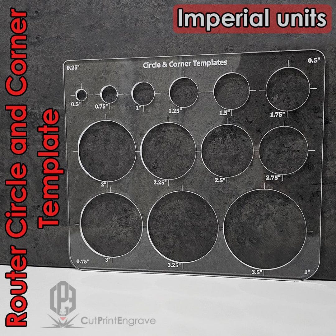 Router Circle and Corner Templates Imperial Units 0.5-5