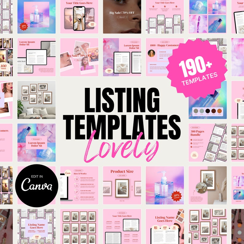 Etsy Listing Template, Etsy Shop Kit, Etsy Canva Template, Lovely Etsy ...