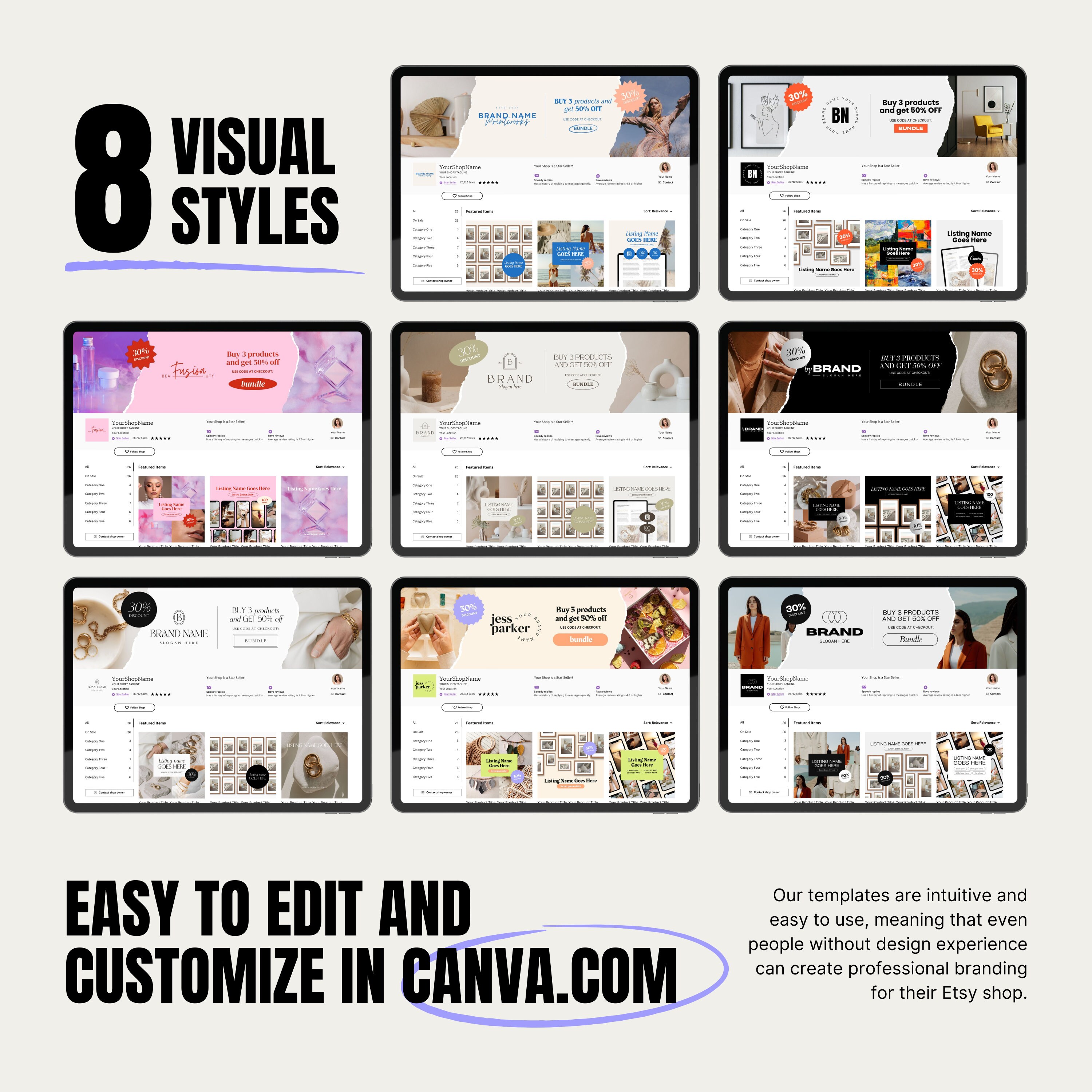 Etsy Shop Bundle, Etsy Shop Kit, Etsy Canva Template, Etsy Shop ...