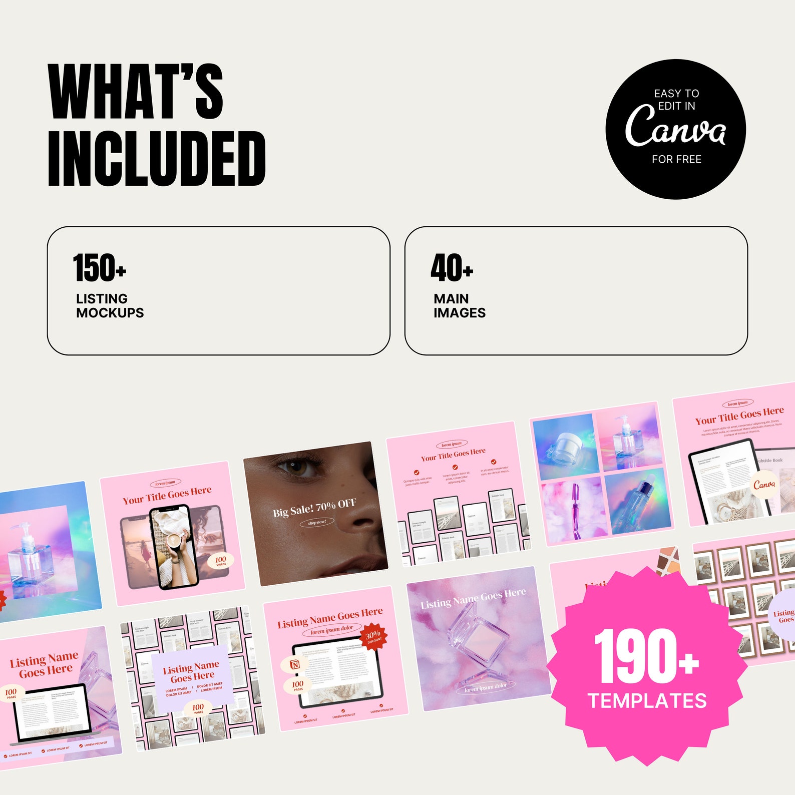 Etsy Listing Template, Etsy Shop Kit, Etsy Canva Template, Lovely Etsy ...