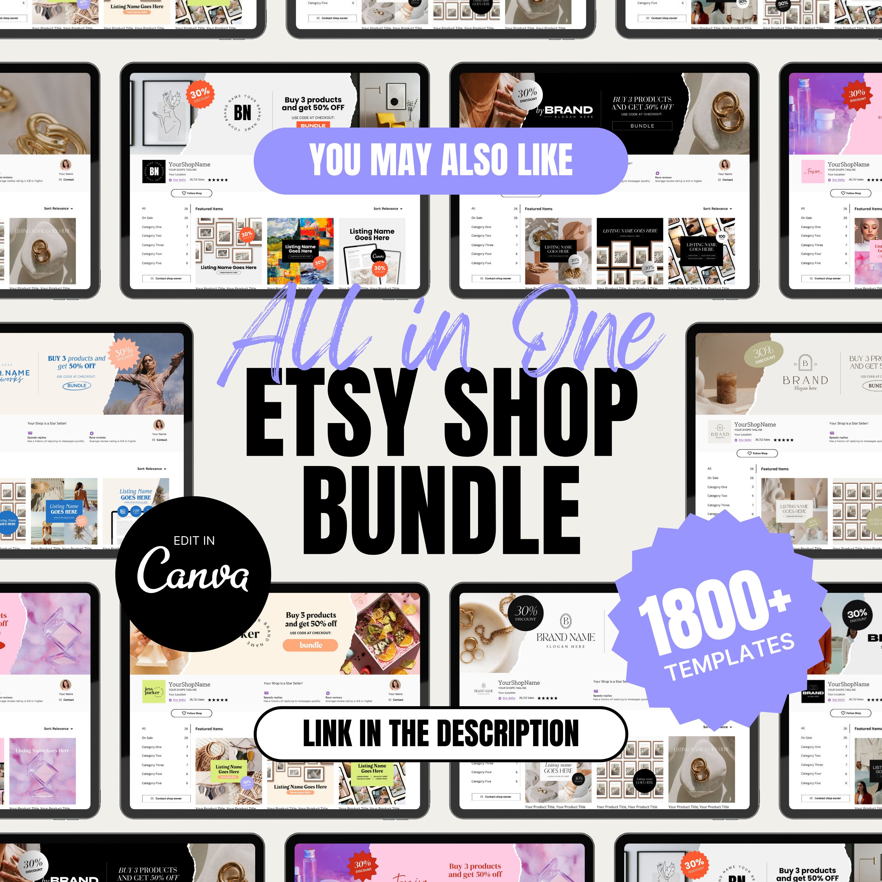 Etsy Listing Templates, Etsy Shop Branding Kit, Etsy Canva Template ...