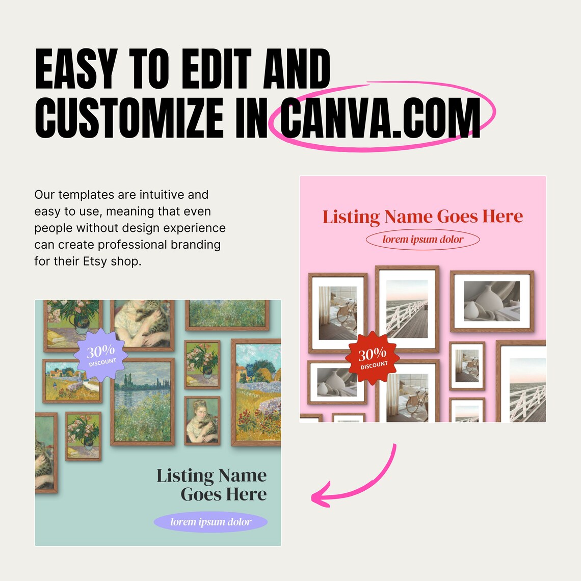 Etsy Listing Template, Etsy Shop Kit, Etsy Canva Template, Lovely Etsy ...