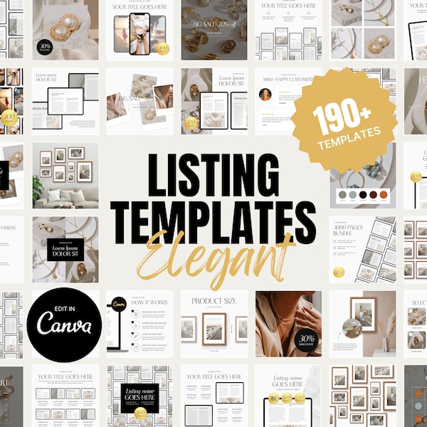 Etsy Listing Templates, Etsy Shop Branding Kit, Etsy Canva Template ...