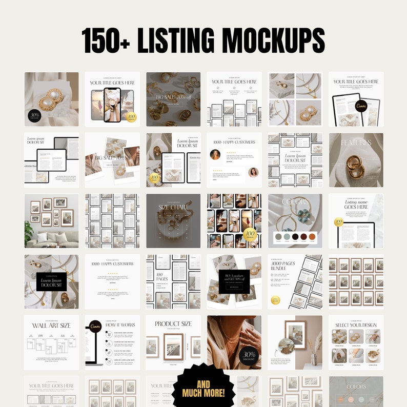 Elegant Etsy Shop Kit: 190+ Canva Listing Templates (digital Download ...