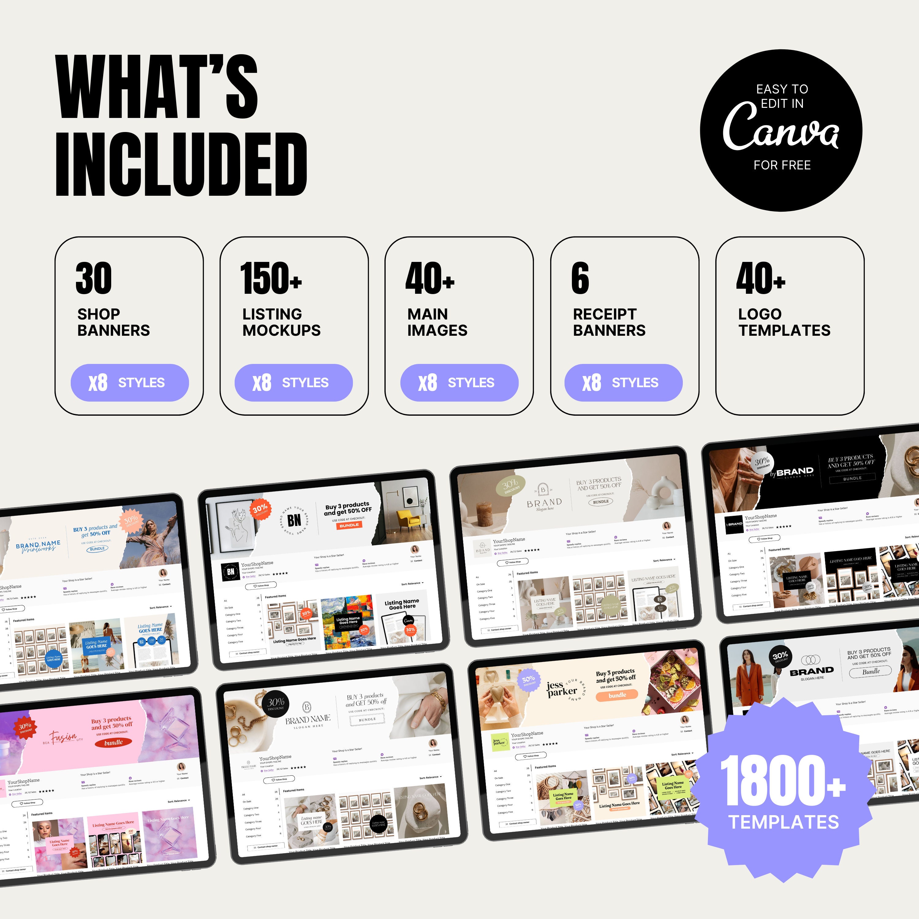 Etsy Shop Bundle, Etsy Shop Kit, Etsy Canva Template, Etsy Shop ...