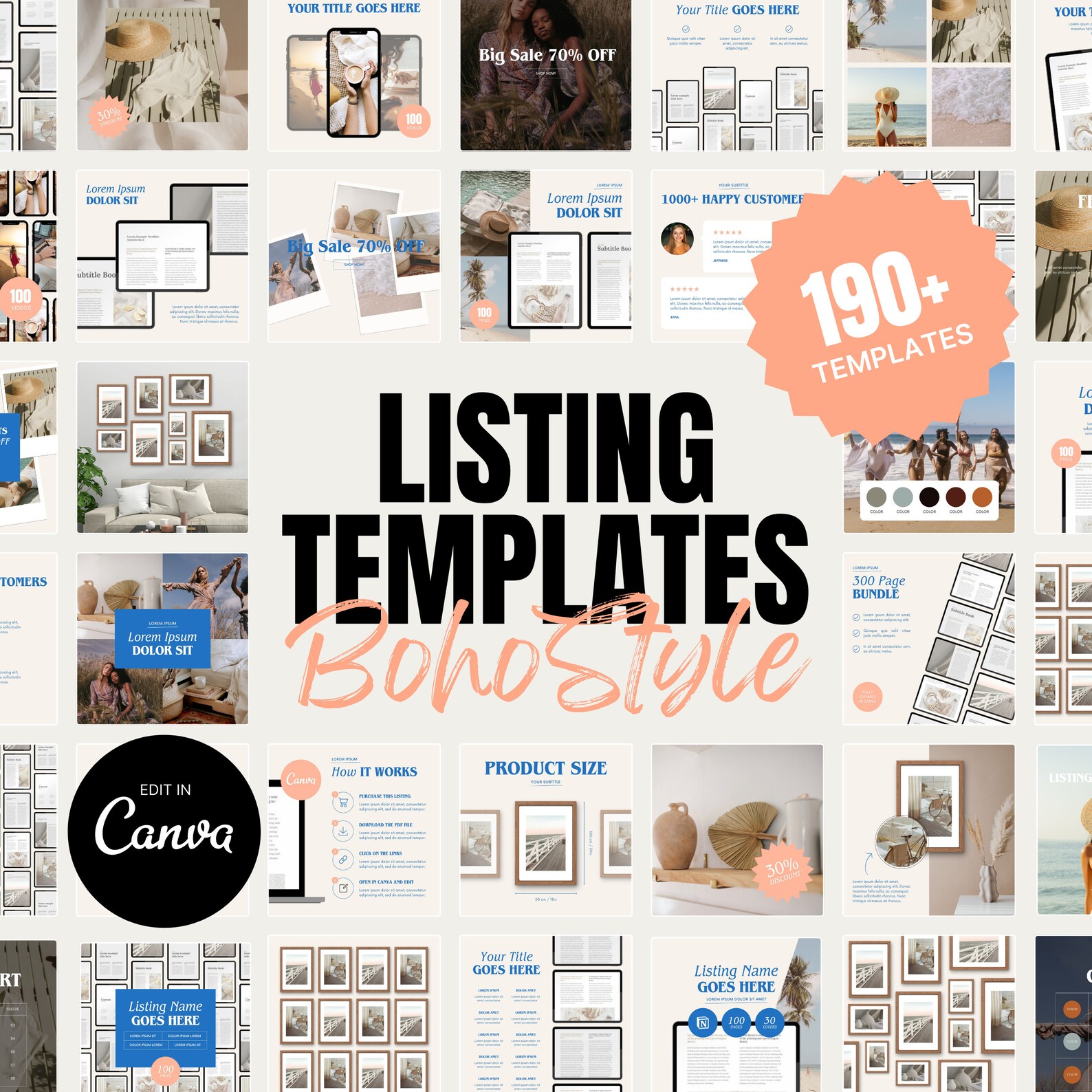Etsy Listing Templates, Etsy Shop Branding Kit, Etsy Canva Template ...