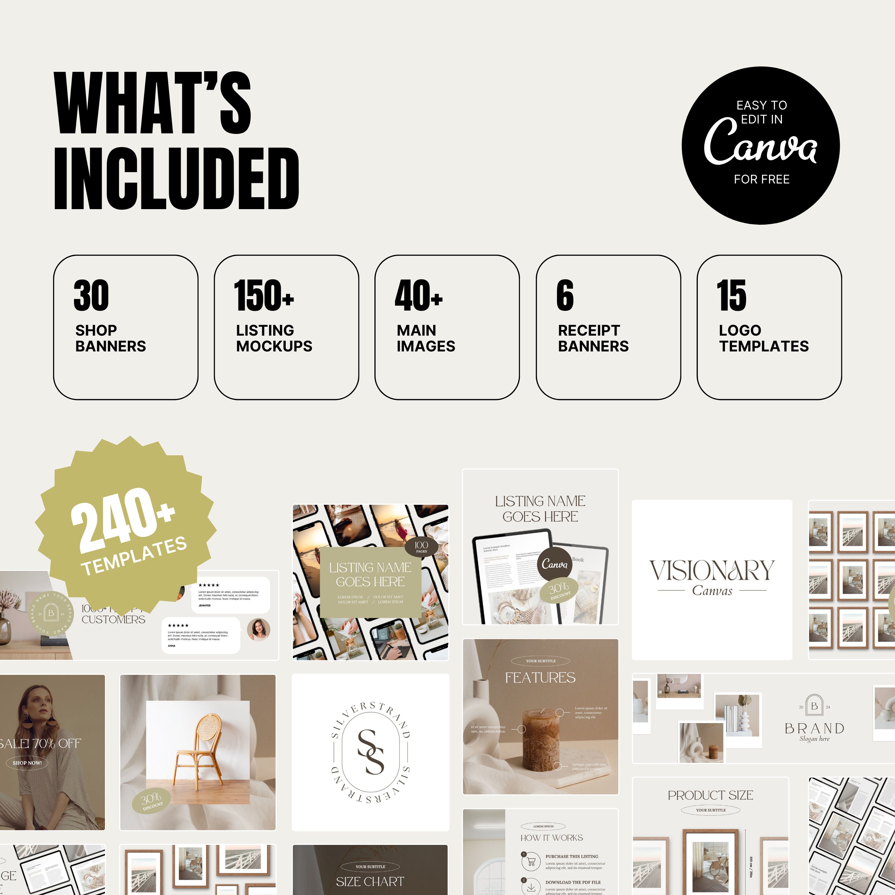 Vintage Etsy Shop Kit: 240+ Canva Templates (instant Download) - Etsy