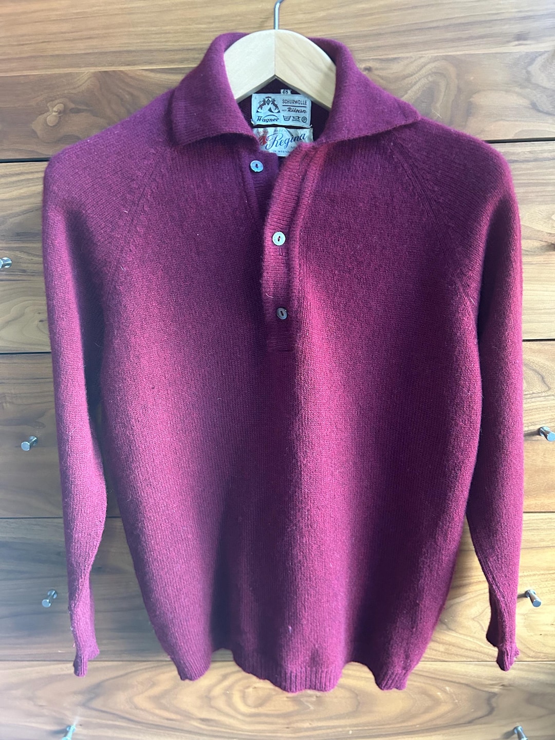 Vintage 70s/80s Wool Sweater, Deep Red/garnet Wagner Schurwolle Western ...