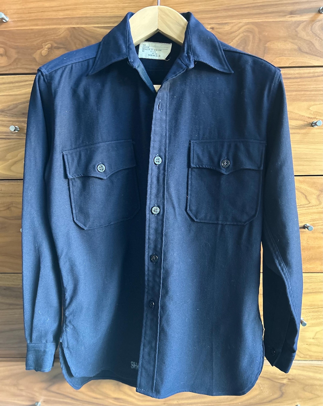 Vintage 60s US Navy Wool CPO Shirt Martin Mfg Co Made in USA Anchor ...