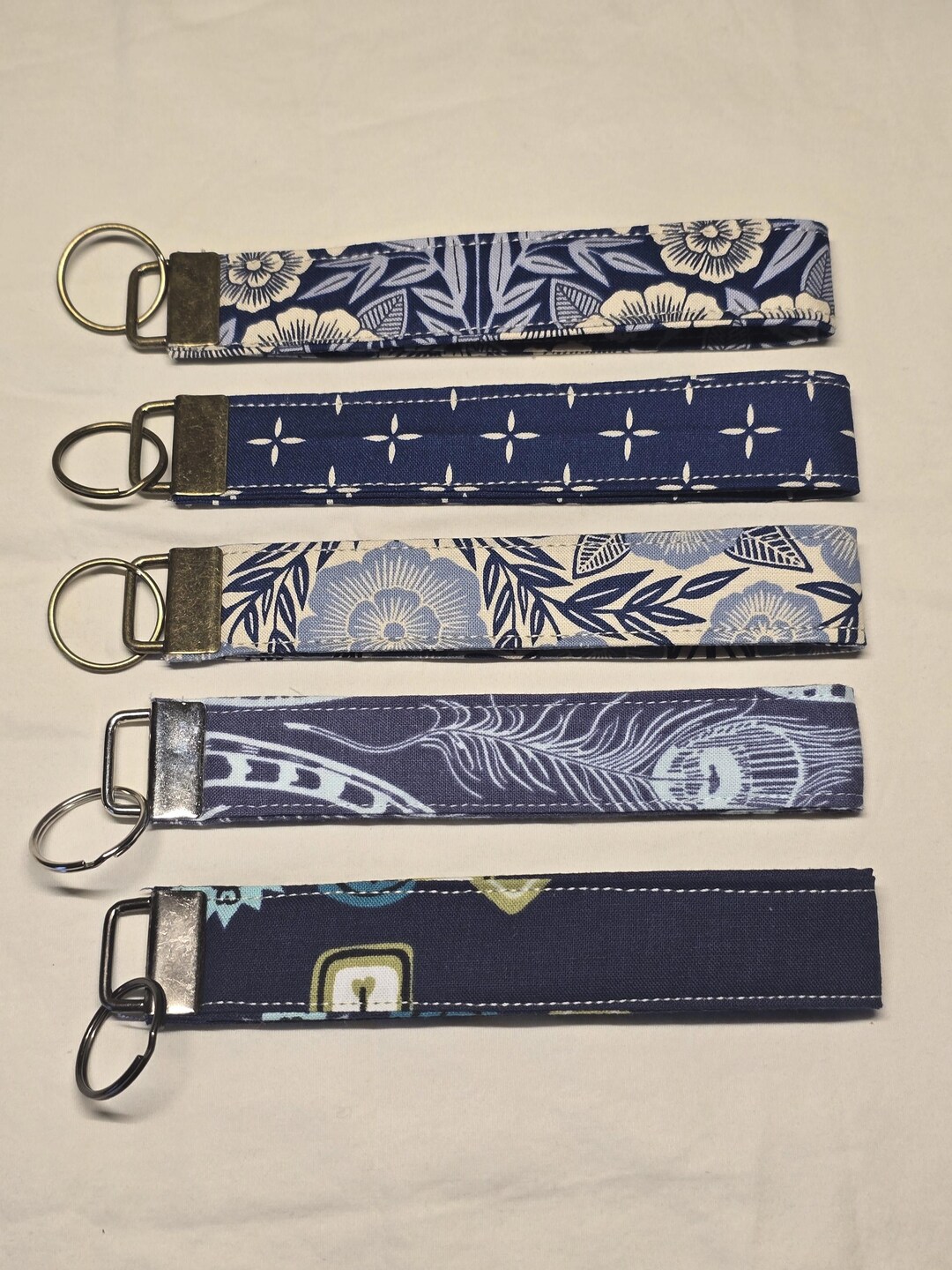 Handmade Key Fob Wristlet: Blue Patterns - Etsy