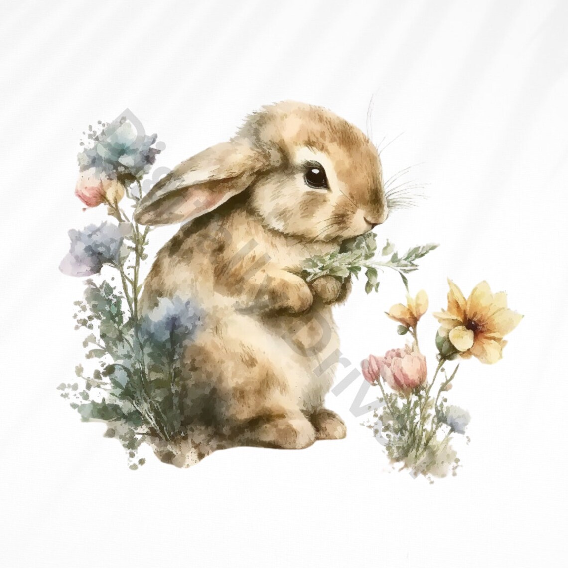Watercolor Bunny Clipart, Forest Bunny Graphics, Animal Clipart ...