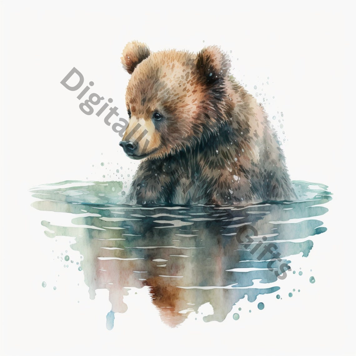 Cute Brown Bear Watercolor Clipart, 13 Png's, Transparent Background ...