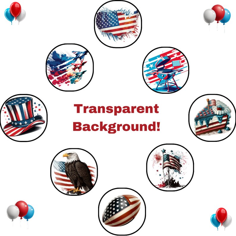 4th of July Watercolor Clipart Bundle, Independence Day, USA, PNG ...