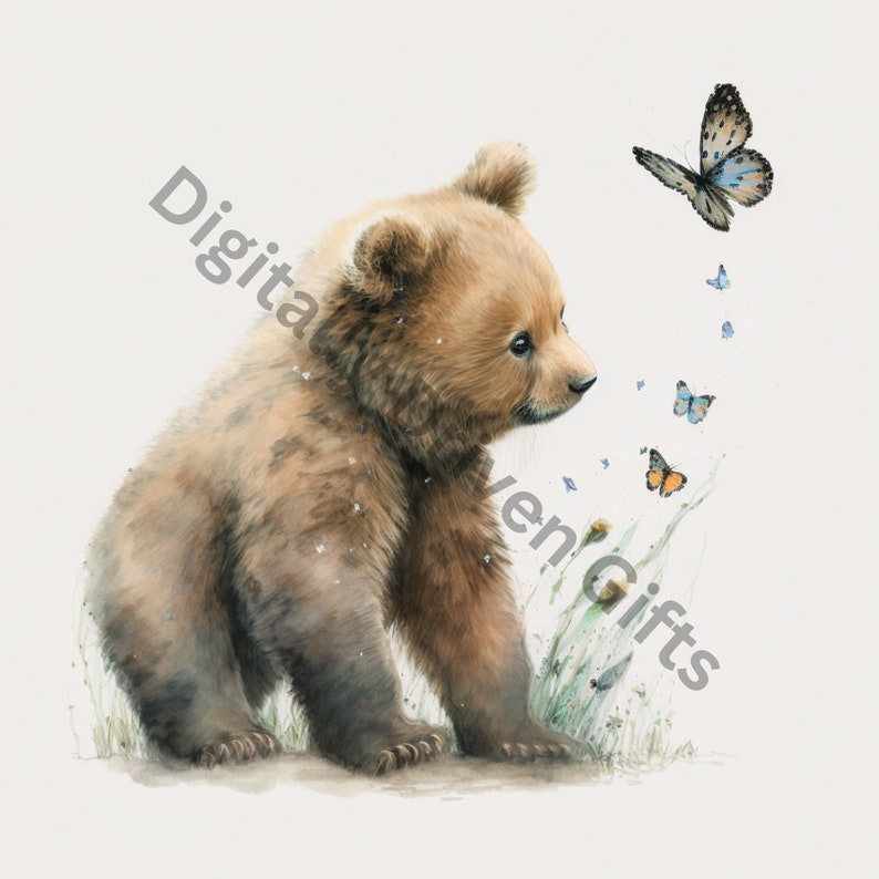 Cute Brown Bear Watercolor Clipart, 13 Png's, Transparent Background ...