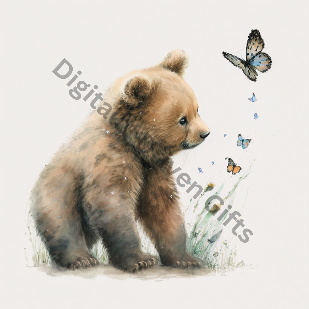Cute Brown Bear Watercolor Clipart, 13 Png's, Transparent Background ...