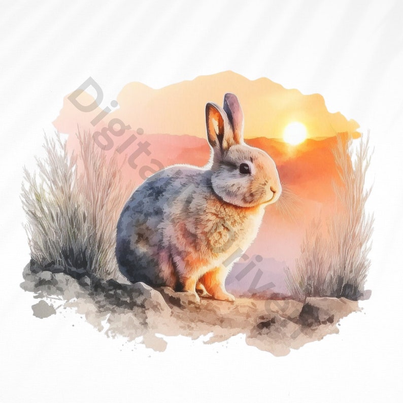 Watercolor Bunny Clipart, Forest Bunny Graphics, Animal Clipart ...