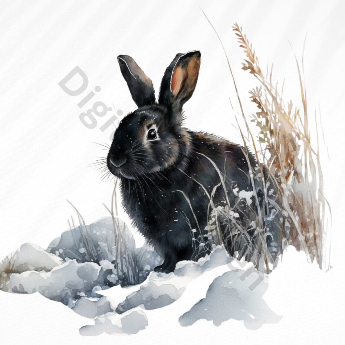 Watercolor Bunny Clipart, Forest Bunny Graphics, Animal Clipart ...