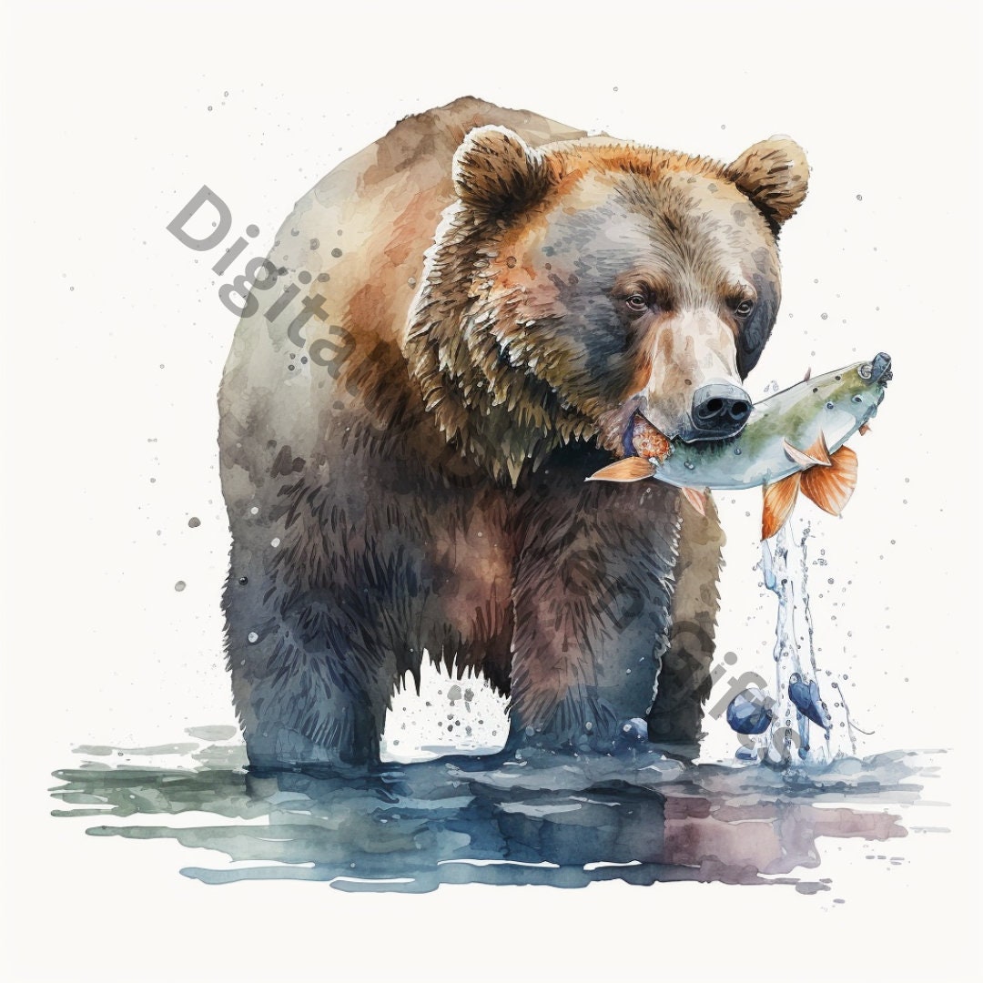 Cute Brown Bear Watercolor Clipart, 13 Png's, Transparent Background ...