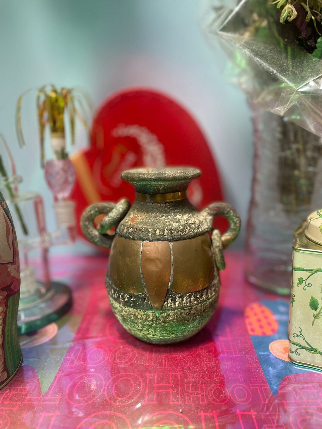 Handcrafted Vintage Mud Pot With Bronze and Copper Detailing - Etsy