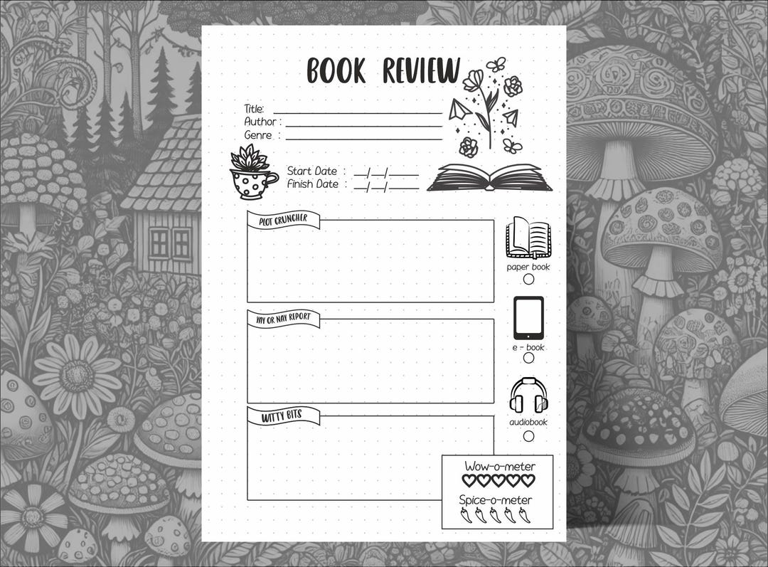 Reading Journal PRINTABLE Journal Page Planner Page Bookclub Book ...