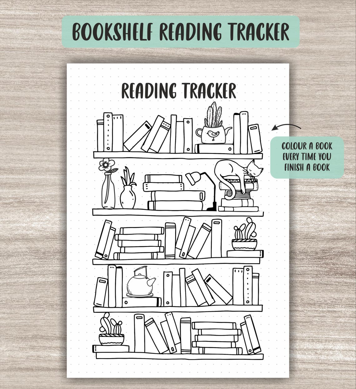 Bookshelf Reading Tracker PRINTABLE Journal Page Reading Log Book ...