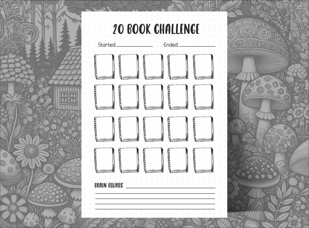 20 Book Reading Challenge PRINTABLE Journal Page Reading Tracker ...