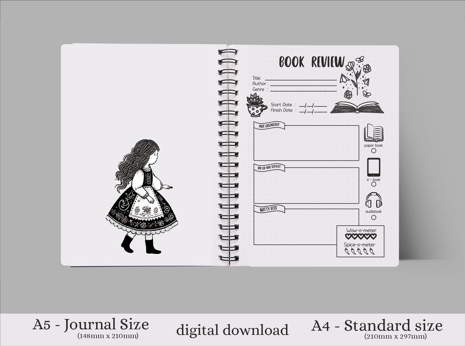 Reading Journal PRINTABLE Journal Page Planner Page Bookclub Book ...