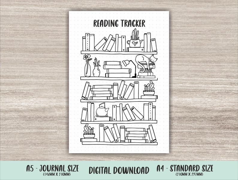 Bookshelf Reading Tracker PRINTABLE Journal Page Reading Log Book ...