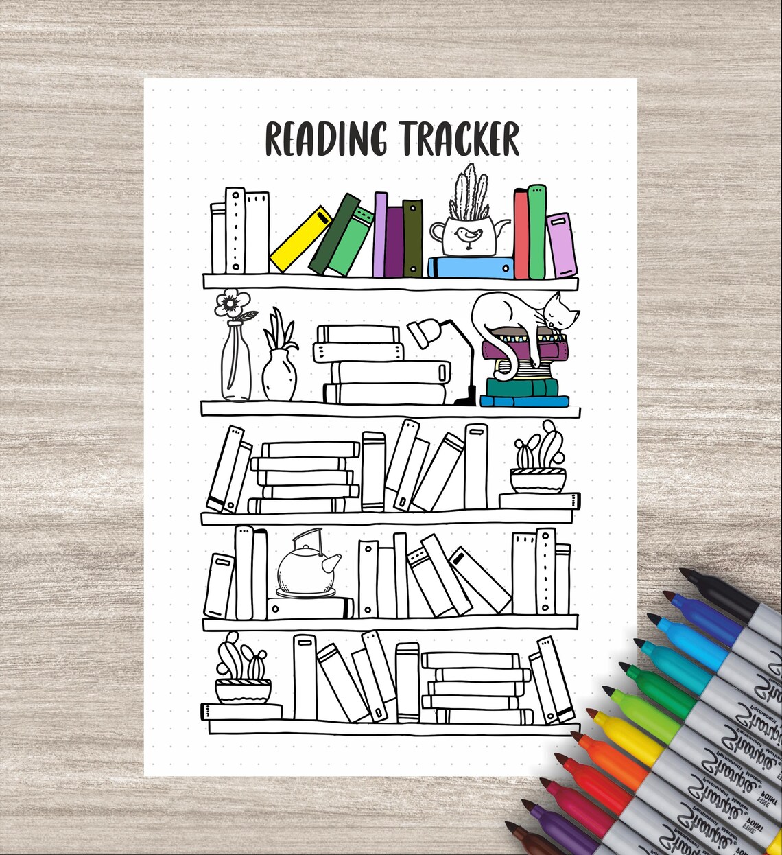 Bookshelf Reading Tracker PRINTABLE Journal Page Reading Log Book ...